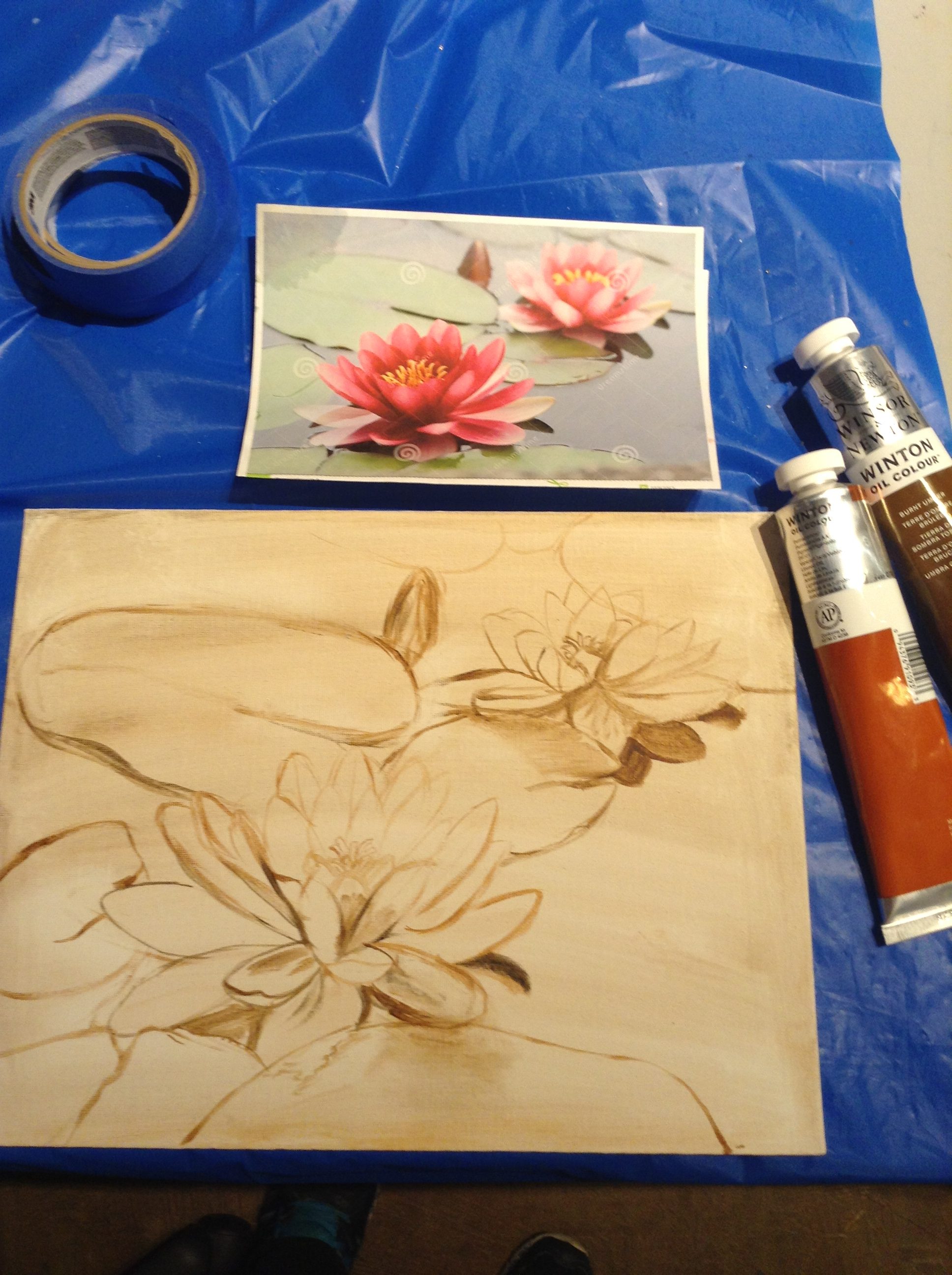 start of oil painting water lilies – Gallery’s Choice